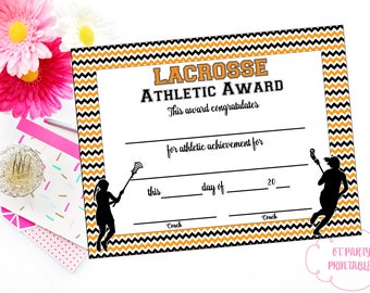 Girls Lacrosse Certificate - Etsy