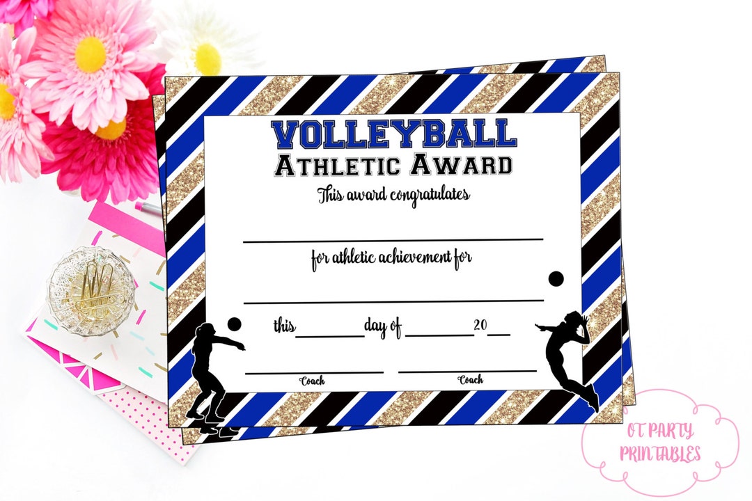 INSTANT DOWNLOAD Volleyball Certificate Volleyball Achievement ...