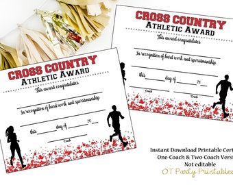 Editable Cross Country Award Certificates INSTANT DOWNLOAD - Etsy