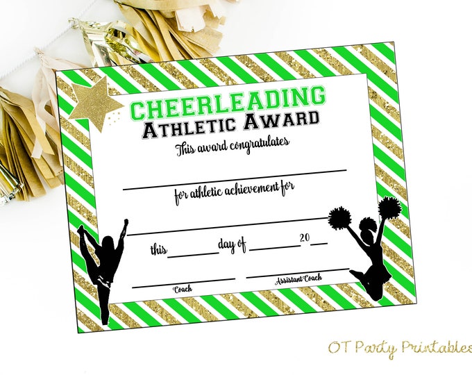 INSTANT DOWNLOAD Cheerleading Certificate Cheerleading Award ...