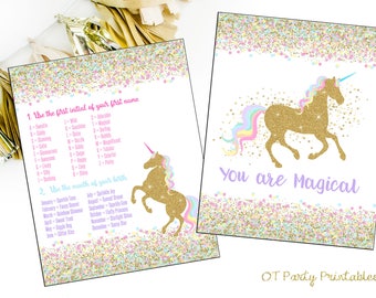 What is Your Unicorn Name / Birthday / Party / Modern / Kid / - Etsy