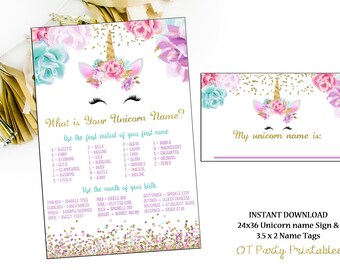 What is Your Unicorn Name / Birthday / Party / Modern / Kid / - Etsy