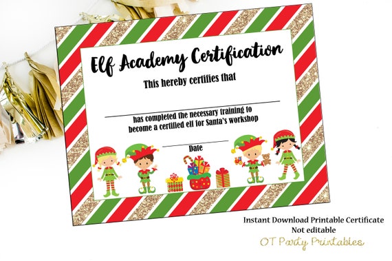 INSTANT DOWNLOAD Elf Certificate Elf Printables Elf - Etsy Singapore