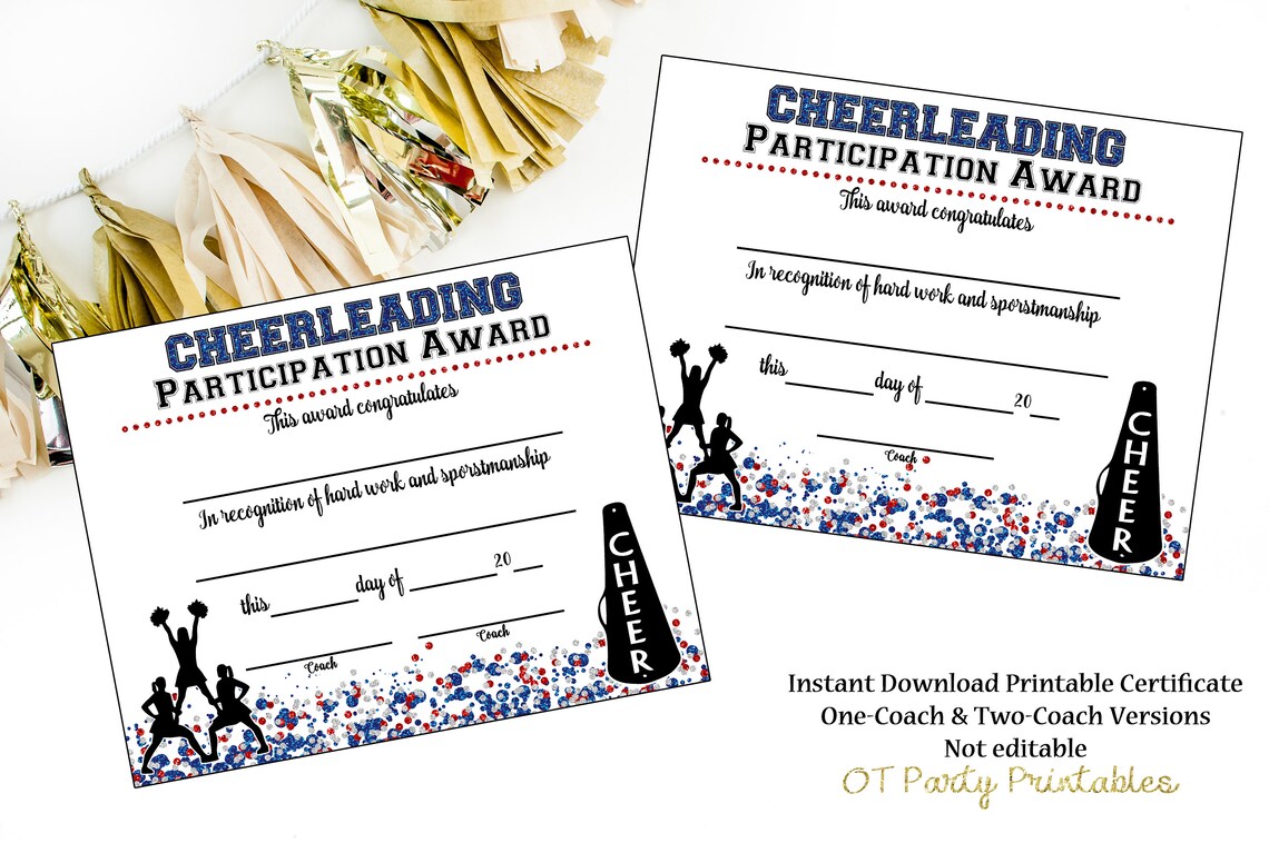 INSTANT DOWNLOAD Cheerleading Certificate Cheerleading - Etsy