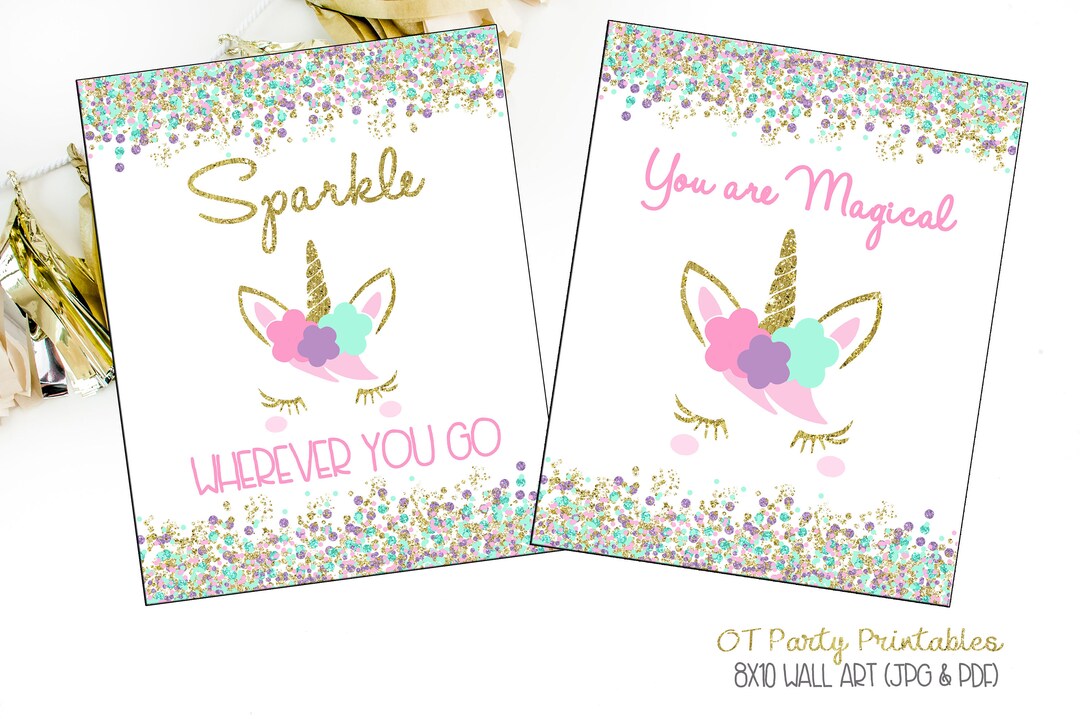 INSTANT DOWNLOAD Sparkle Wherever You Go Unicorn Party Unicorn Birthday ...