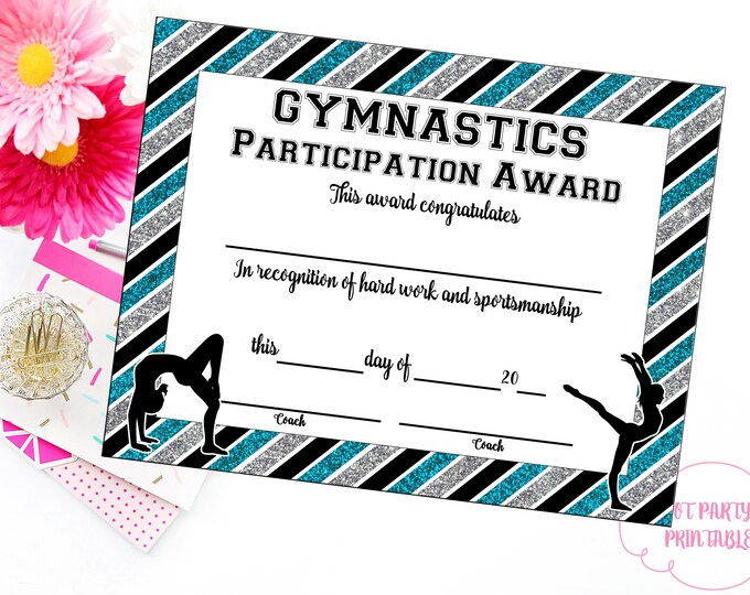 Gymnastics Award Gymnastics Certificate Printable - Etsy