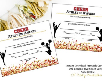 INSTANT DOWNLOAD Cheerleading Certificate Cheerleading Award ...