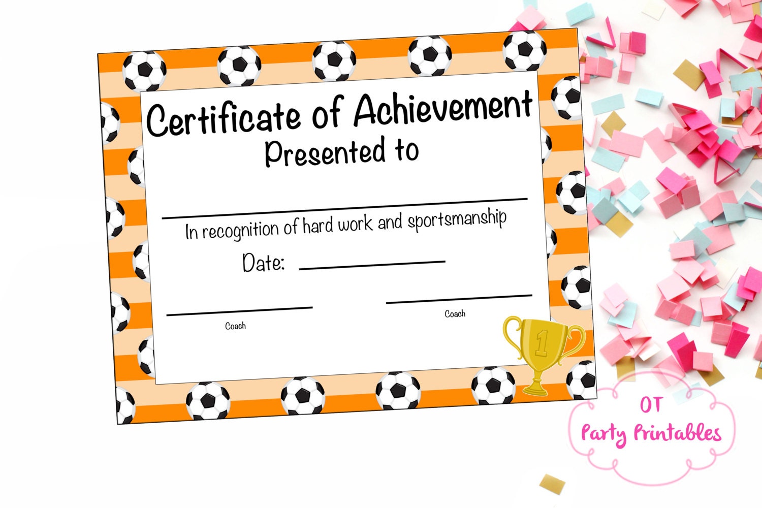 Soccer Certificate of Achievement Soccer Award Print at | Etsy