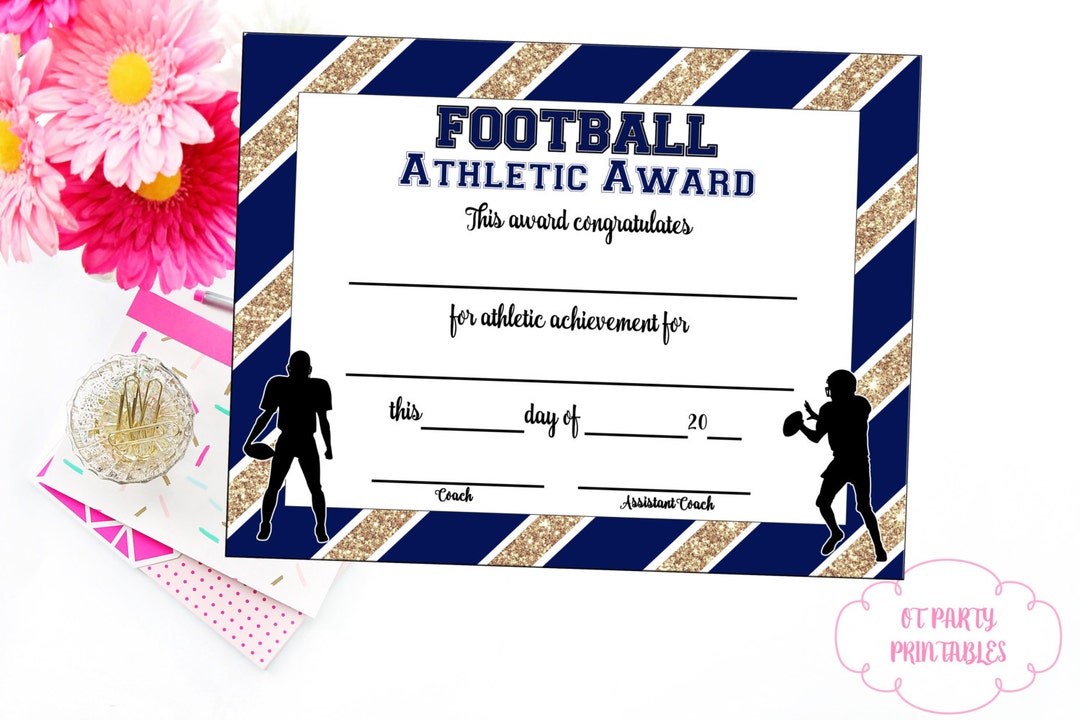 INSTANT DOWNLOAD Football Certificate Football Award Football Printable ...