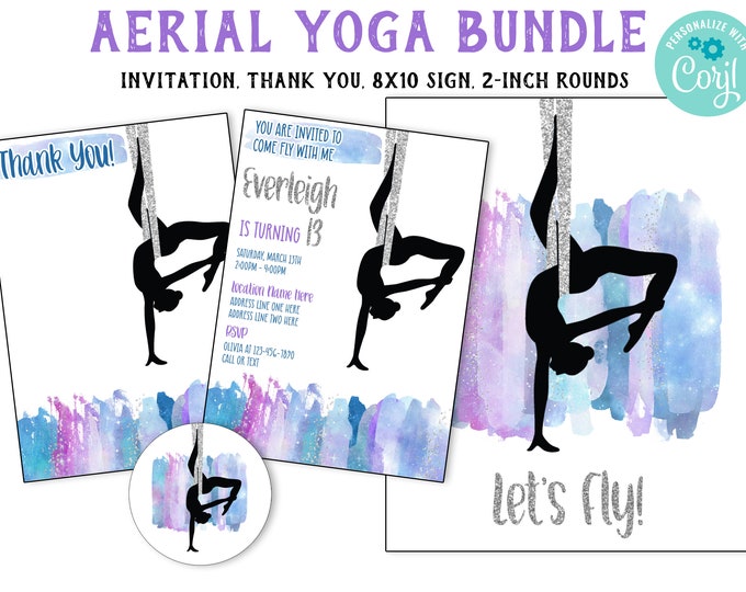 Aerial Yoga Birthday Invitation - Etsy