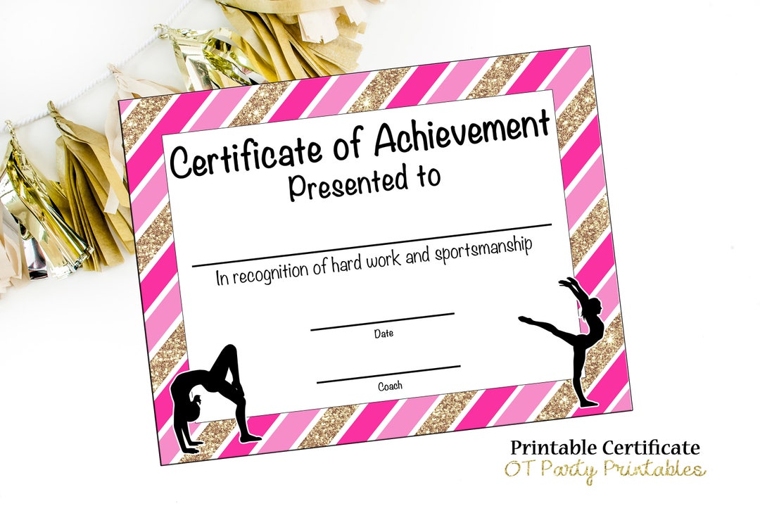 INSTANT DOWNLOAD Gymnastics Award Gymnastics Certificate Printable ...
