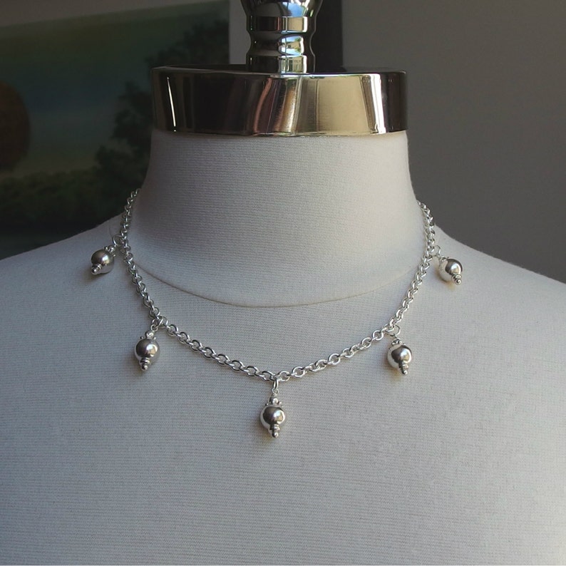 Heavy Sterling Silver Choker Necklace Statement Pendant Ball Etsy