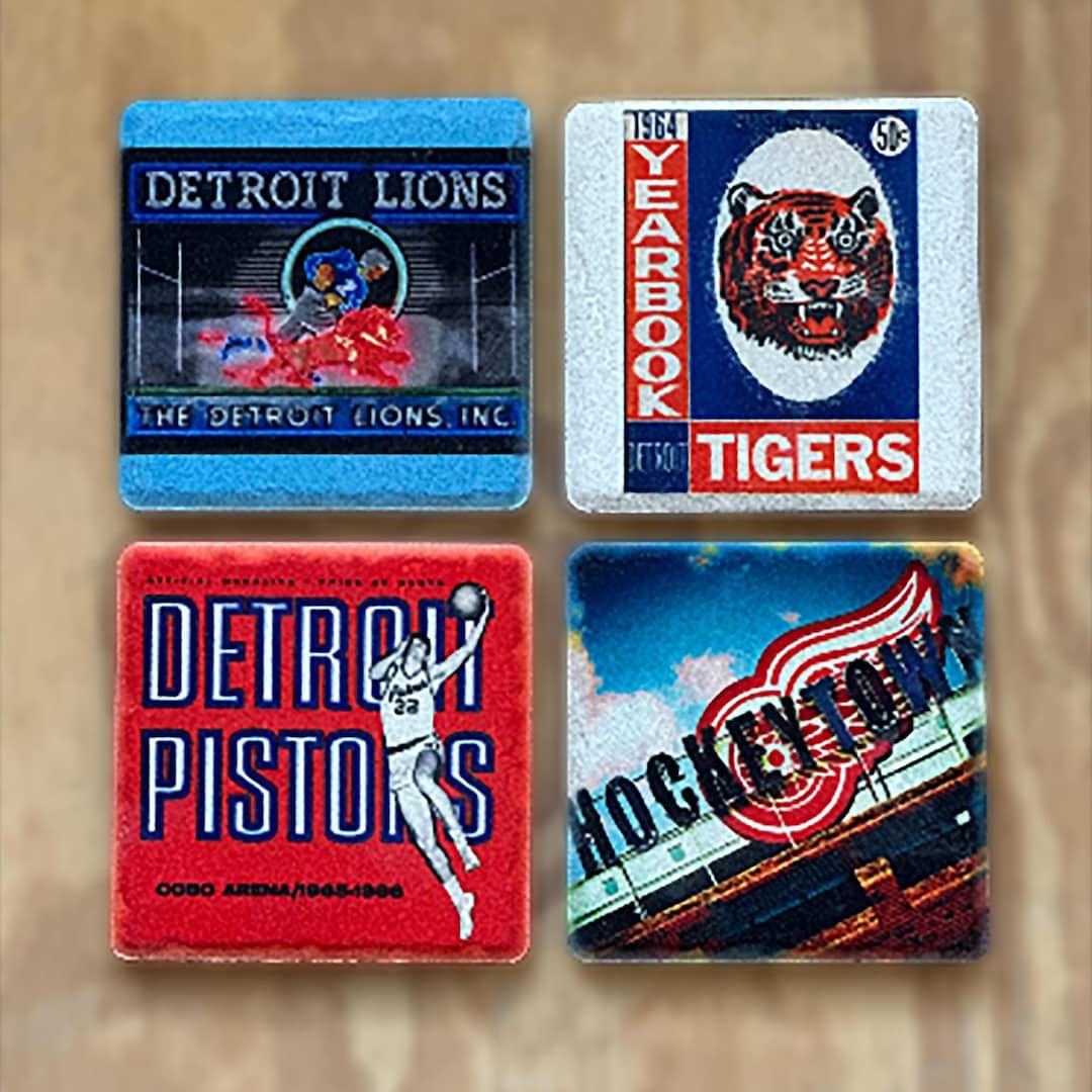 Set of 4 Detroit Sports Icons Stone Coasters by Iconic Detroit - Etsy