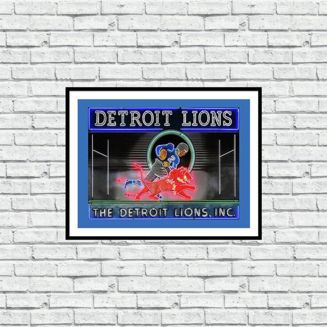 Vintage Lions Neon Detroit - Iconic Detroit Photography - Wall Art - Etsy