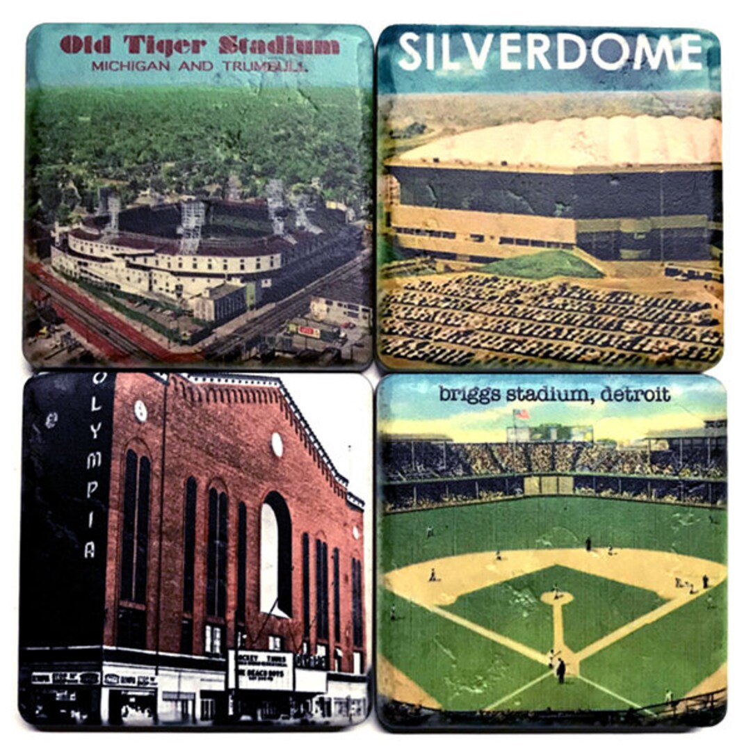 Set of 4 Vintage Detroit Sports Themed Coasters by Iconic Detroit - Mix ...