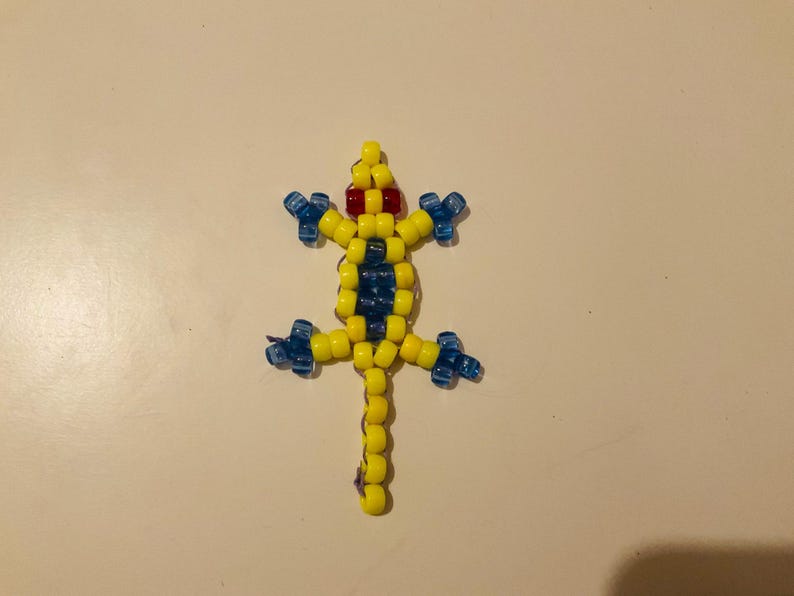 Blue and Yellow Bead Lizard/gecko - Etsy