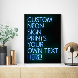 LARGE Personalised Neon Poster | Customisable Neon Sign Print | 'A2' or ...
