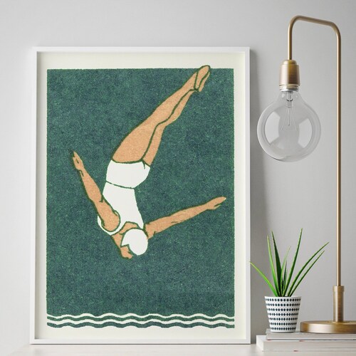VINTAGE SWIMMING POSTER Seaside Poster Art Deco Travel - Etsy