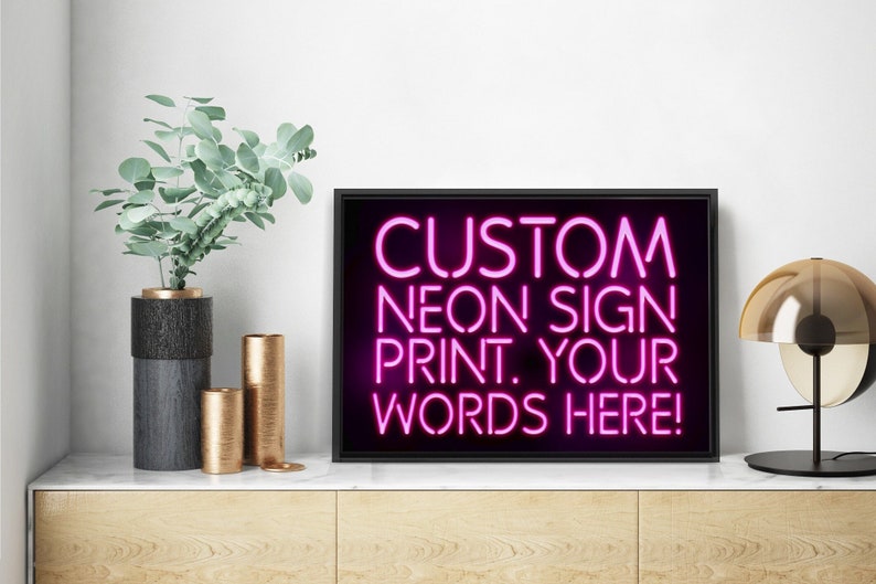LARGE Personalised Neon Poster | Customisable Neon Sign Print | 'A2' or ...