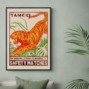 Tiger Art Print | Large Tiger Wall Art | Indian Print | Vintage ...