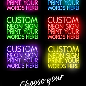 LARGE Personalised Neon Poster | Customisable Neon Sign Print | 'A2' or ...