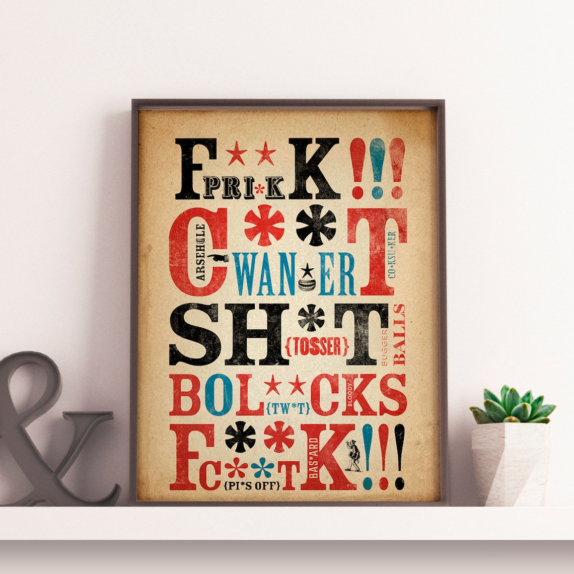 Letterpress Poster Swear Words Cursing Wall Art - Etsy UK