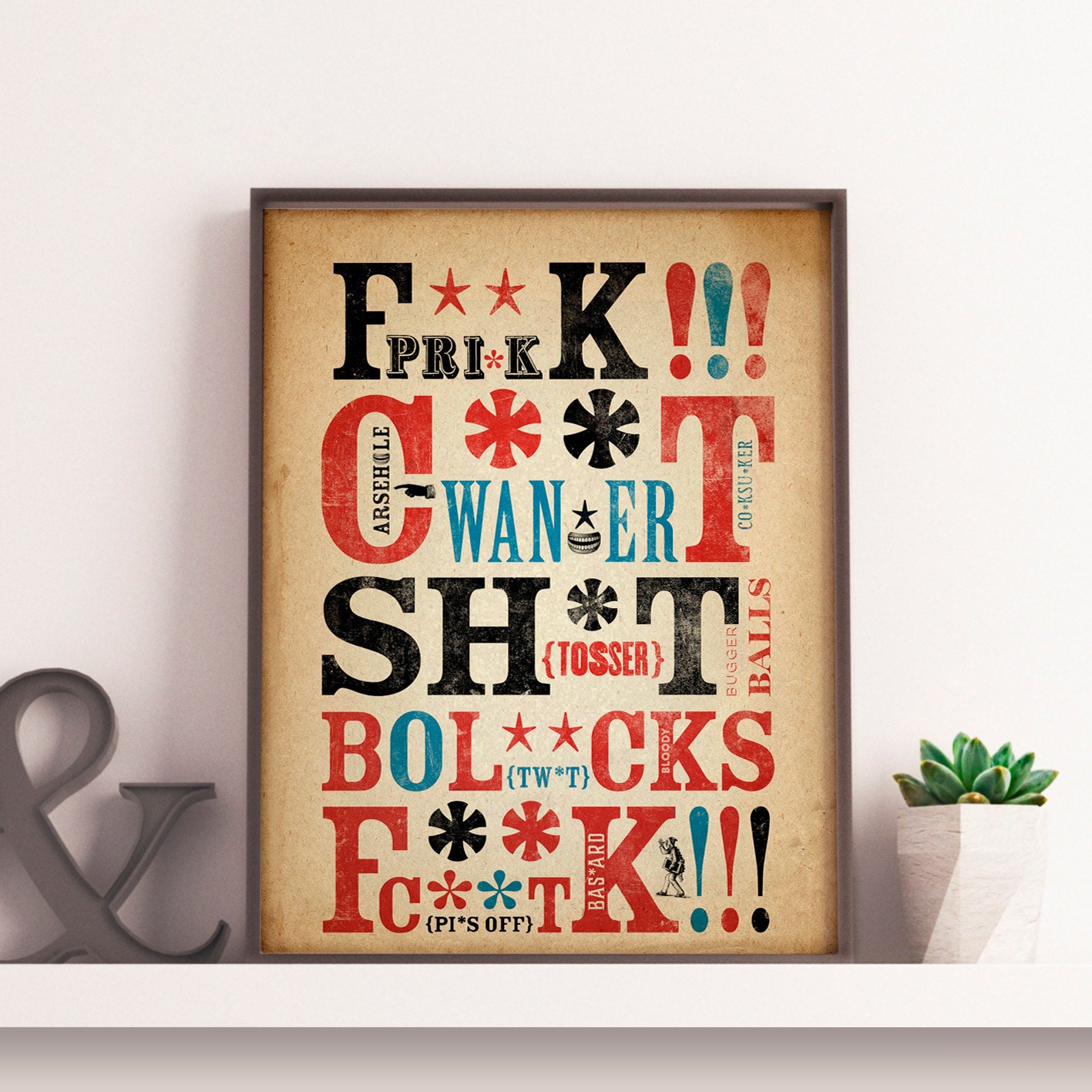 Letterpress Poster Swear Words Cursing Wall Art - Etsy UK