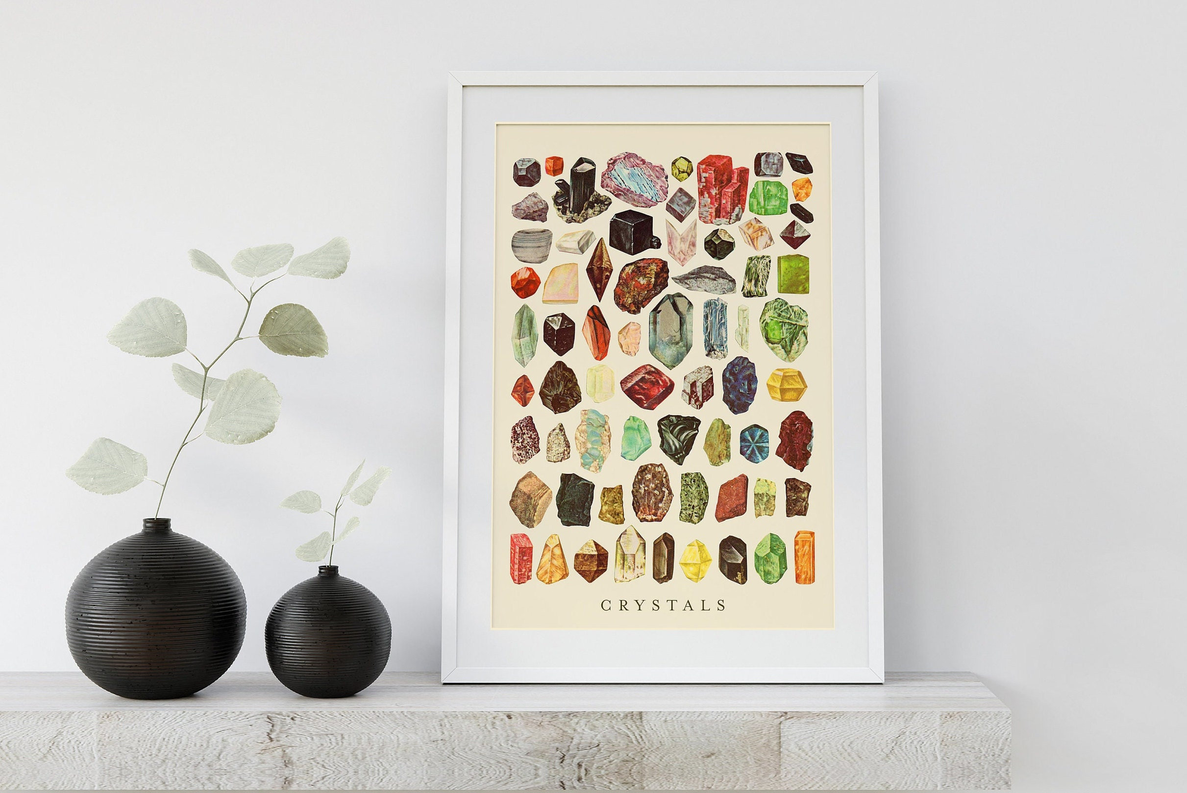 Crystals Print Gemstones Poster Vintage Mineral Poster | Etsy