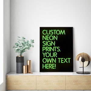 LARGE Personalised Neon Poster | Customisable Neon Sign Print | 'A2' or ...