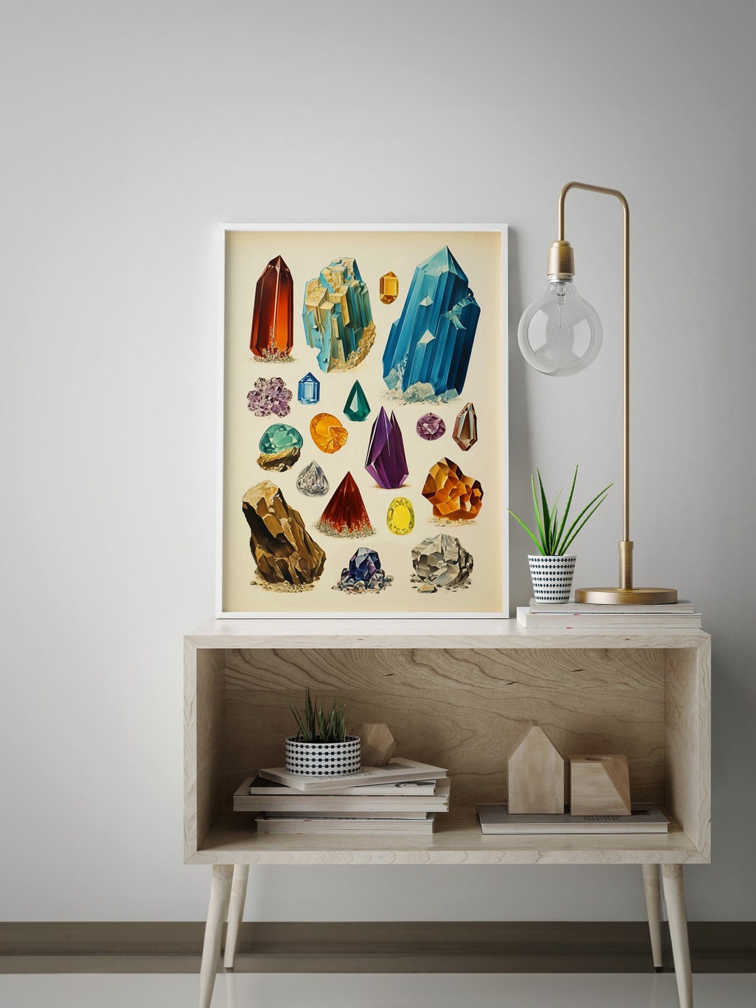 Crystals Art Print | Vintage Mineralogy Chart | Geology Wall Art ...
