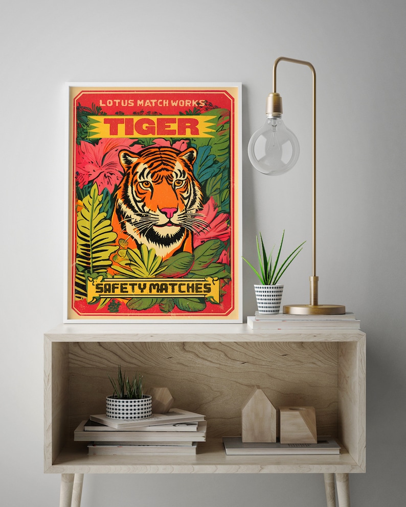 Tiger Jungle Art Print | Colorful Matchbook Illustration - Etsy
