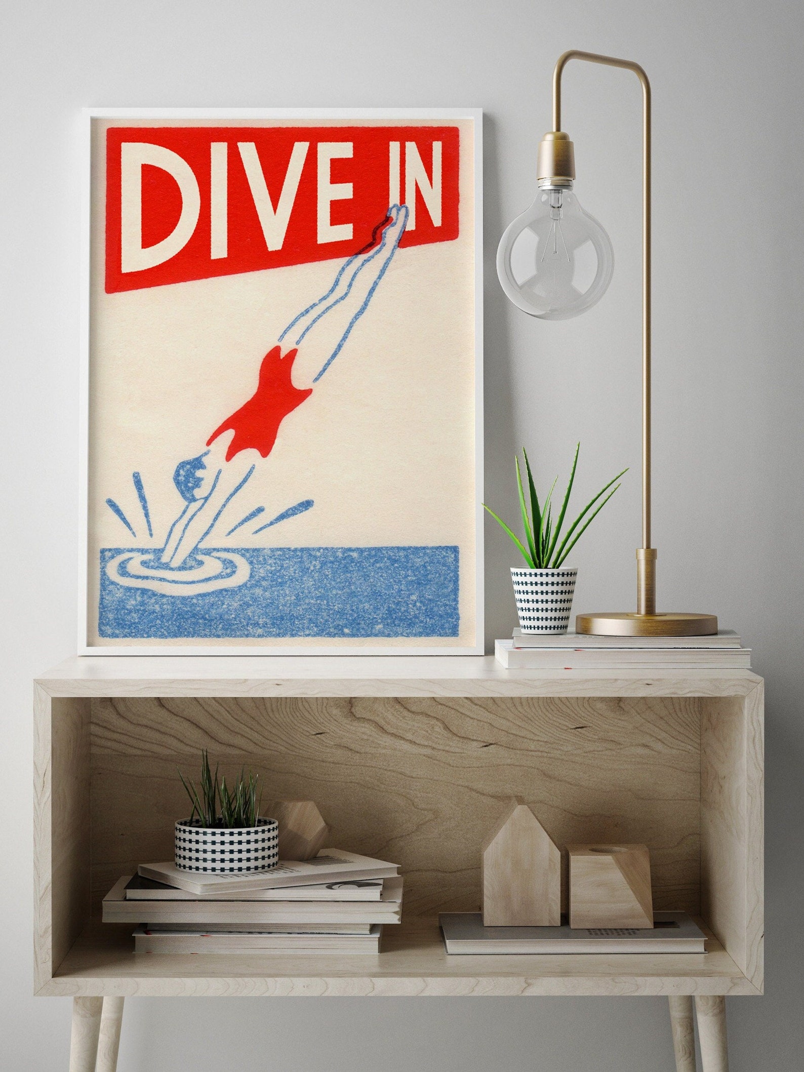Diver Art Print Art Deco Style Vintage Maritime Bathroom - Etsy