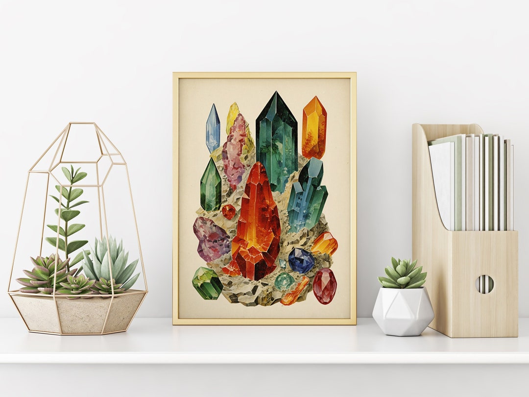 Crystal Print | Mineralogy Poster | Meditation Spaces | Unique Decor ...