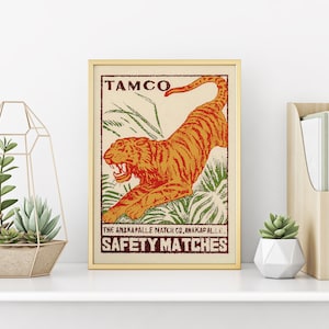 Tiger Art Print | Large Tiger Wall Art | Indian Print | Vintage ...
