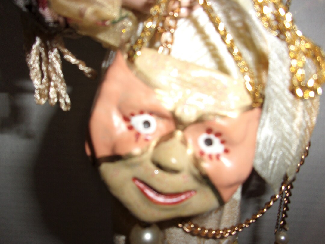 Elf / Jester Figure With Masquerade Mask, Fancy Elaborate Costume ...