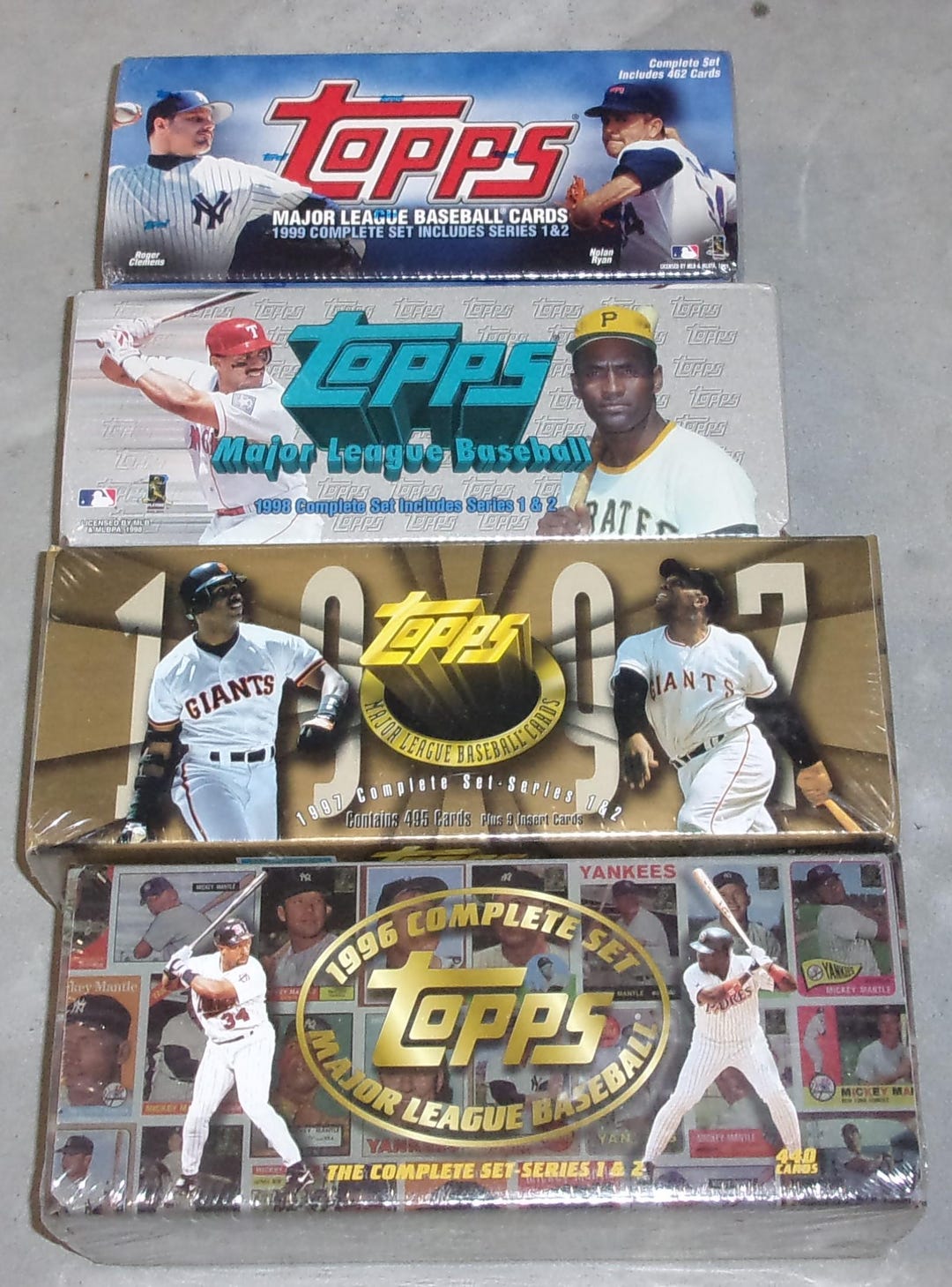 Topps 1996, 1997, 1998 and 1999 Complete Set of Baseball Cards in Boxes ...