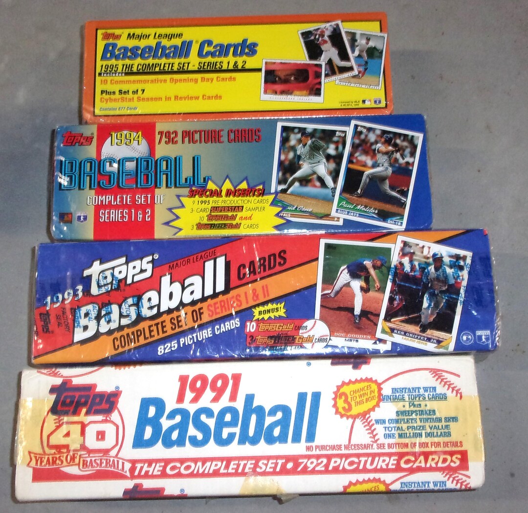 Topps 1991, 1993, 1994, 1995 Complete Set of Baseball Cards in Boxes ...