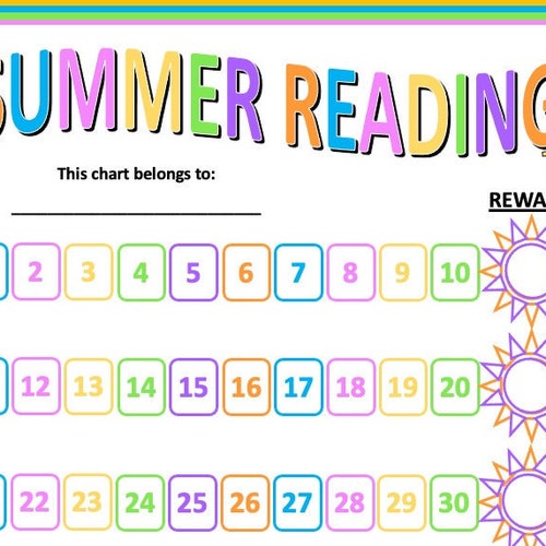 Instant Summer Reading Chart Keep Kids Motivated All Summer - Etsy