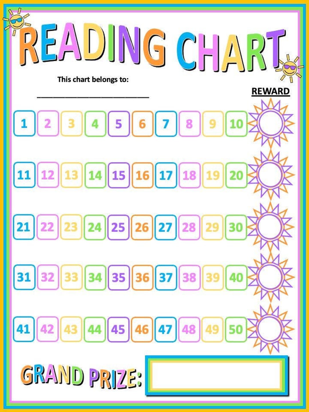 Instant Download Reading Chart - Keep Kids Motivated to Read and Keep ...