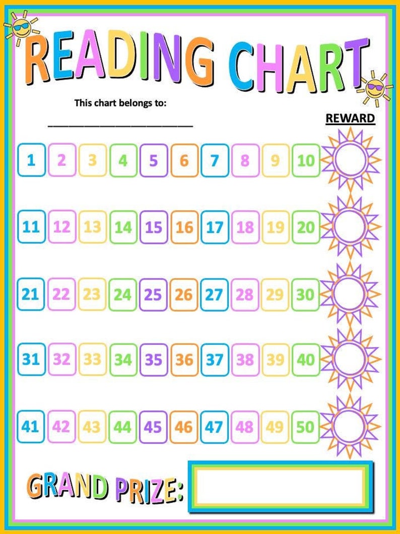 Instant Download Reading Chart - Keep Kids Motivated to Read and Keep ...
