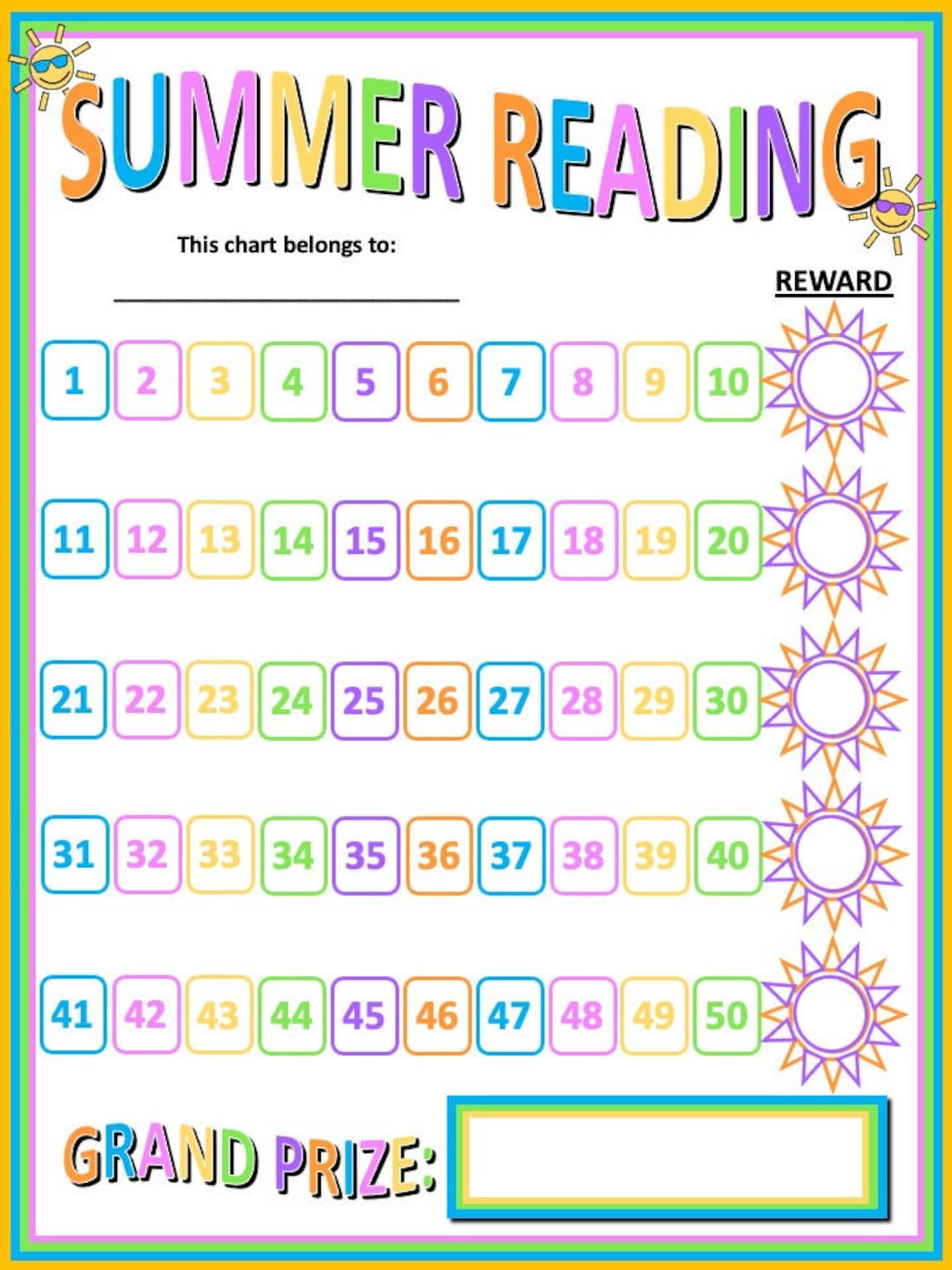 Instant Summer Reading Chart - Keep Kids Motivated All Summer and Keep ...