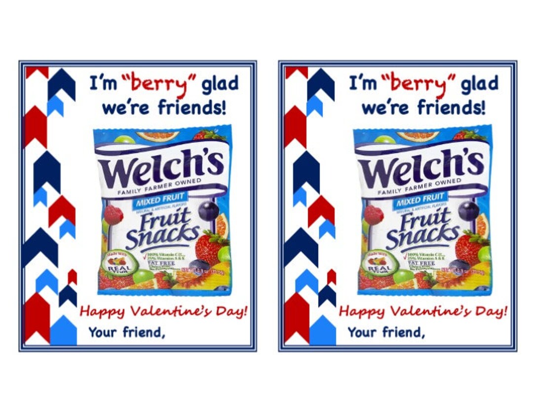 Valentine's Day Fruit Snack Classroom Card Printable Instant Download ...