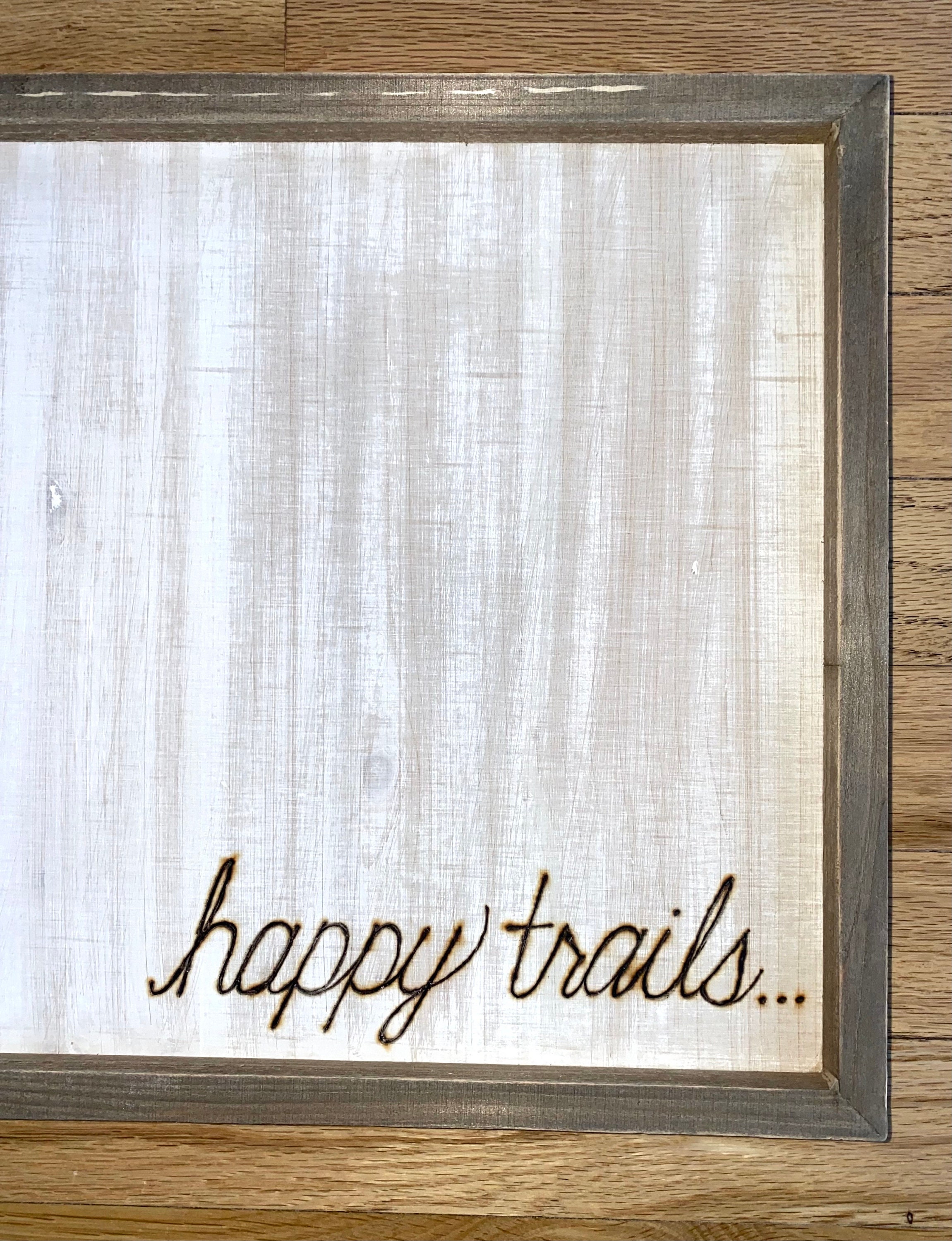 Happy Trails Tag Frame Hiking Display Collection Patch Board Wall Art ...