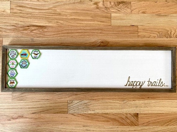 Happy Trails Tag Frame Hiking Display Collection Patch Board | Etsy