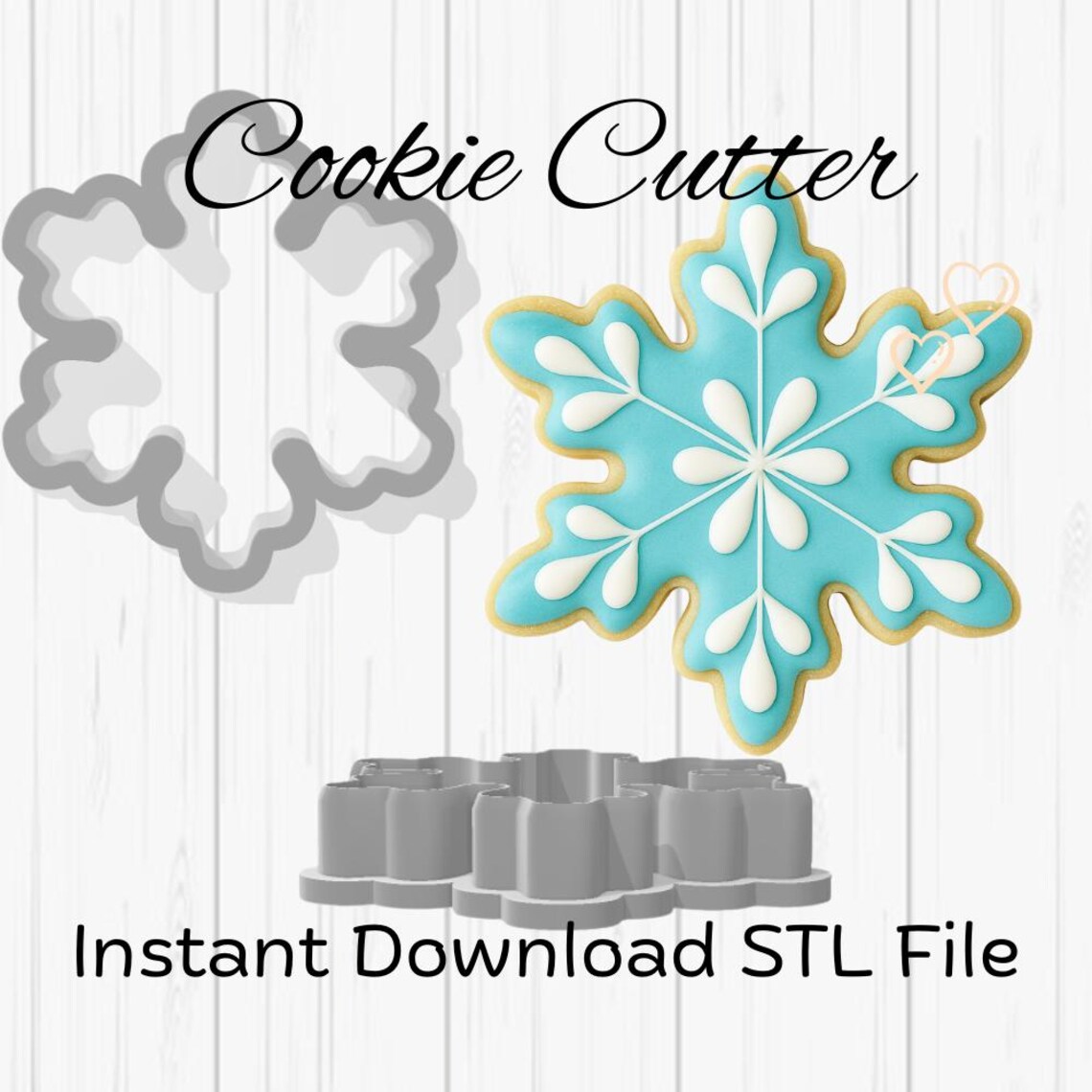 Snowflake Cookie Cutter #2 STL Set – 3", 4", 5" Winter Sizes ...