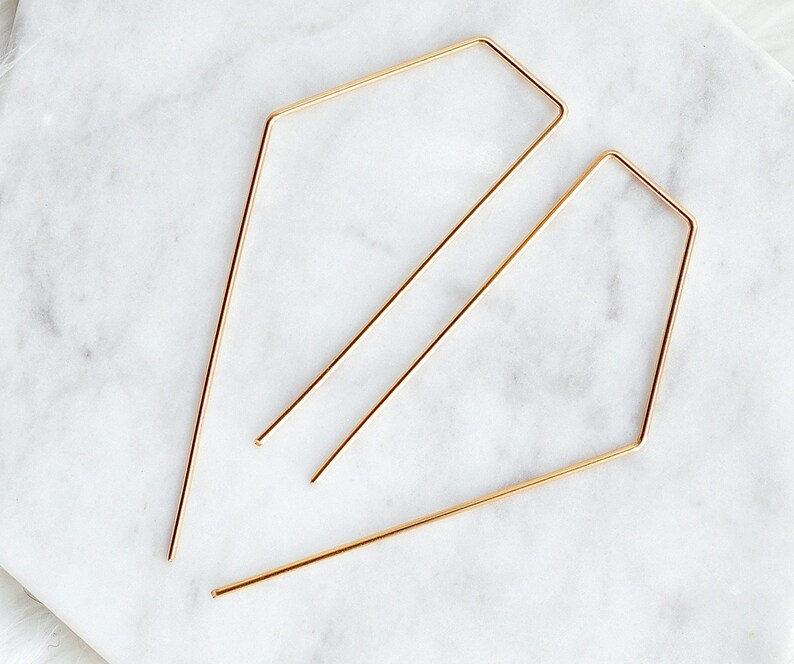 Rose Gold Slider Earrings Minimal Statement Earrings Rose | Etsy