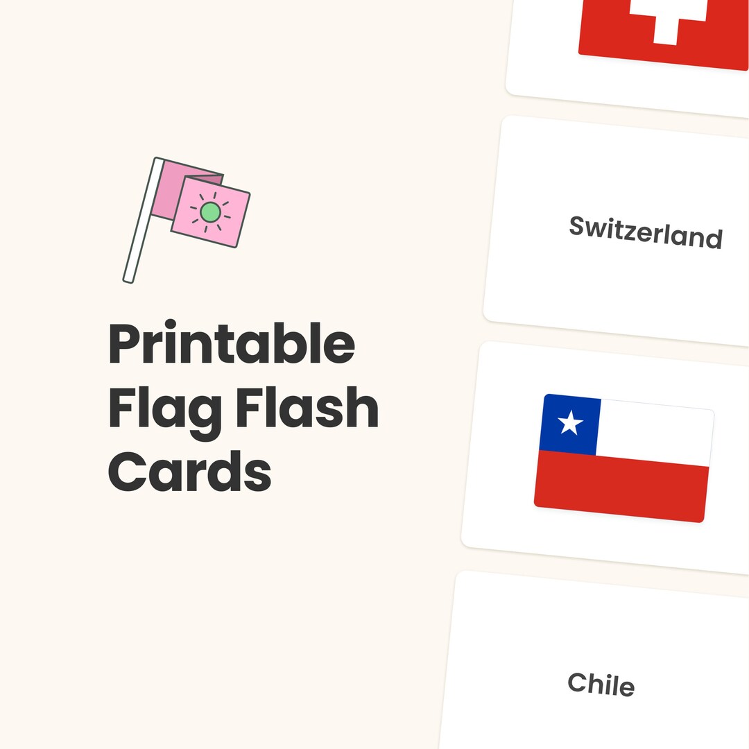 Printable World Flag Flash Cards - Etsy