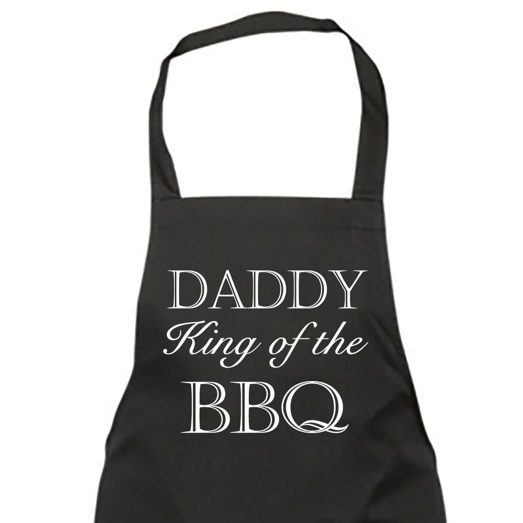 Mens Black Apron 'daddy King of the BBQ' Gift for Fathers Day Birthday ...
