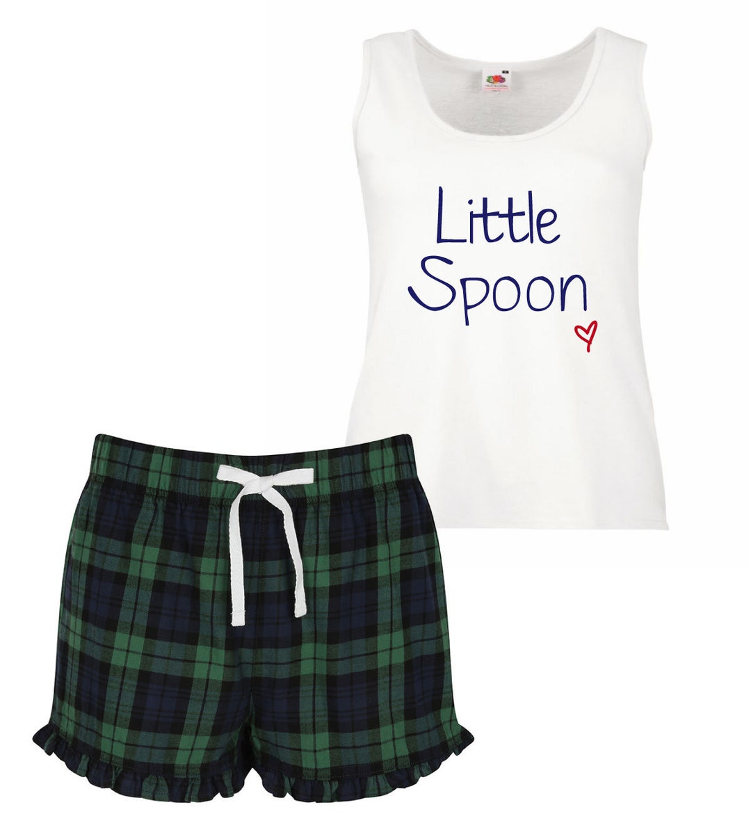 Little Spoon Pj's Pyjamas Honeymoon Tartan Frill Shorts - Etsy