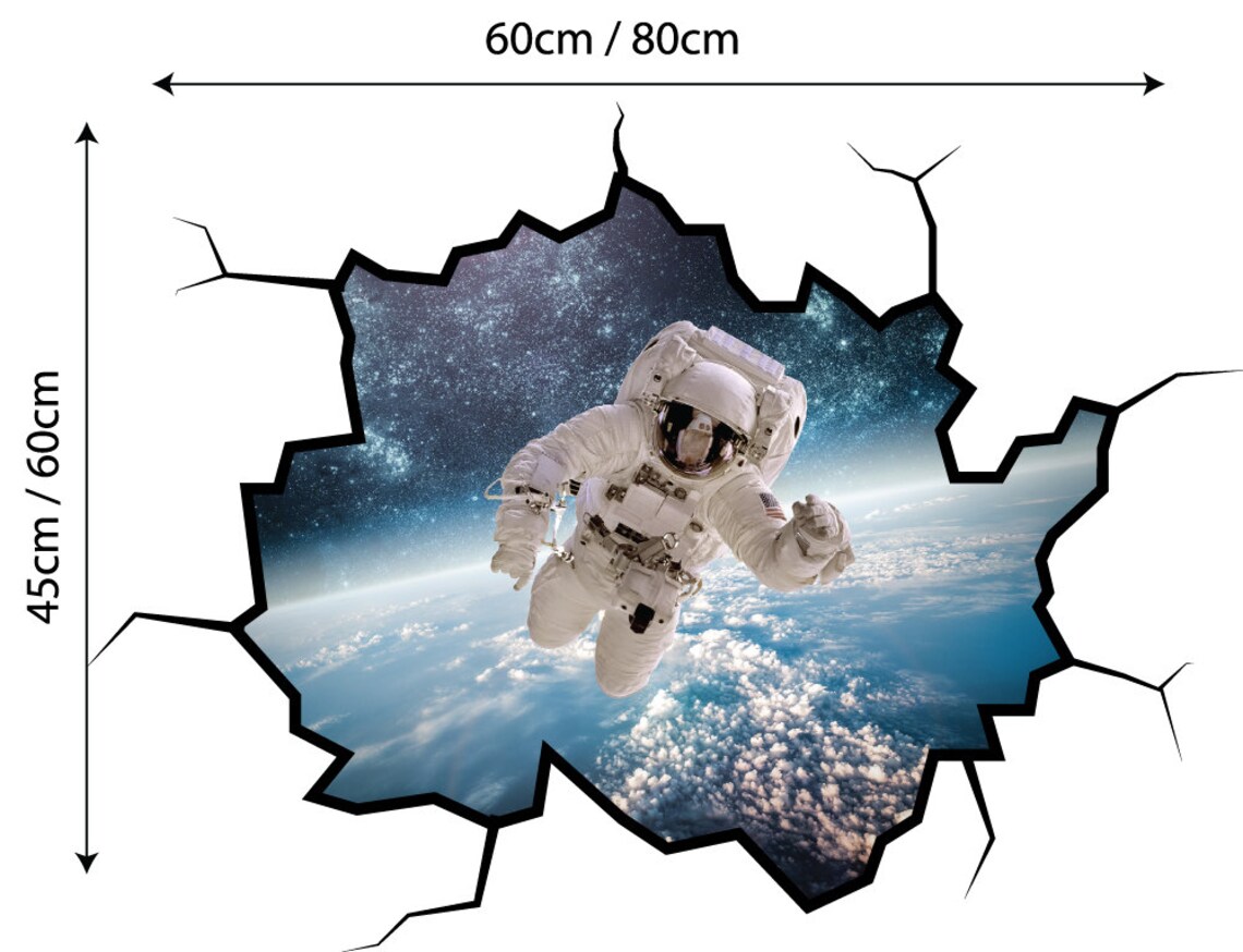 Astronaut Wall Decal Outer Space V2 Sticker Mural Outer Space Cracked ...